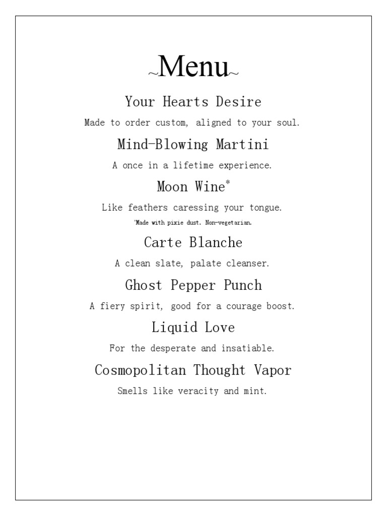 Troika Drink Menu | PDF | Cooking, Food & Wine