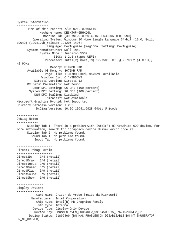 Dxdiag Lumion | PDF | Device Driver | Computing Platforms