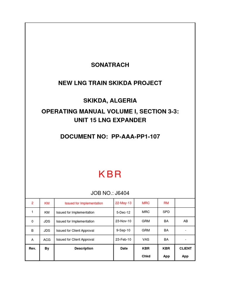 New LNG Train Skikda Project LNG Expander Operating Manual | PDF ...