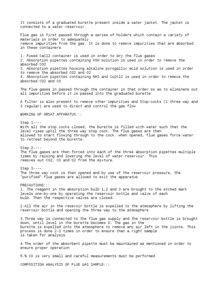 ORSAT - Flue - Gas - Analysis 1999 | PDF | Phases Of Matter | Chemical ...