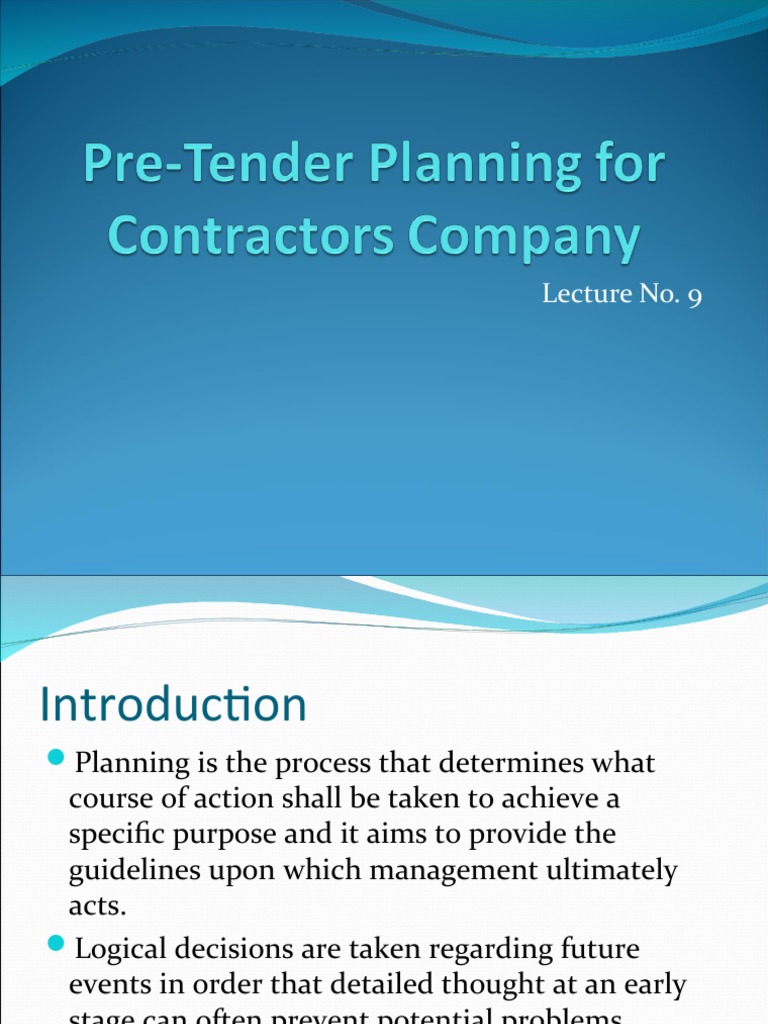 LECTURE 9 - Pre-Tender | PDF | Procurement | Economies