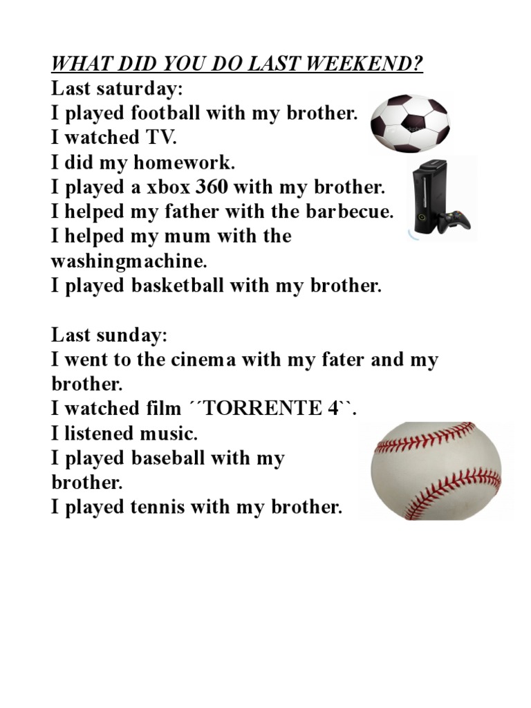 What Did You Do Last Weekend? by Oliver. 6ºA | PDF | Sports & Recreation