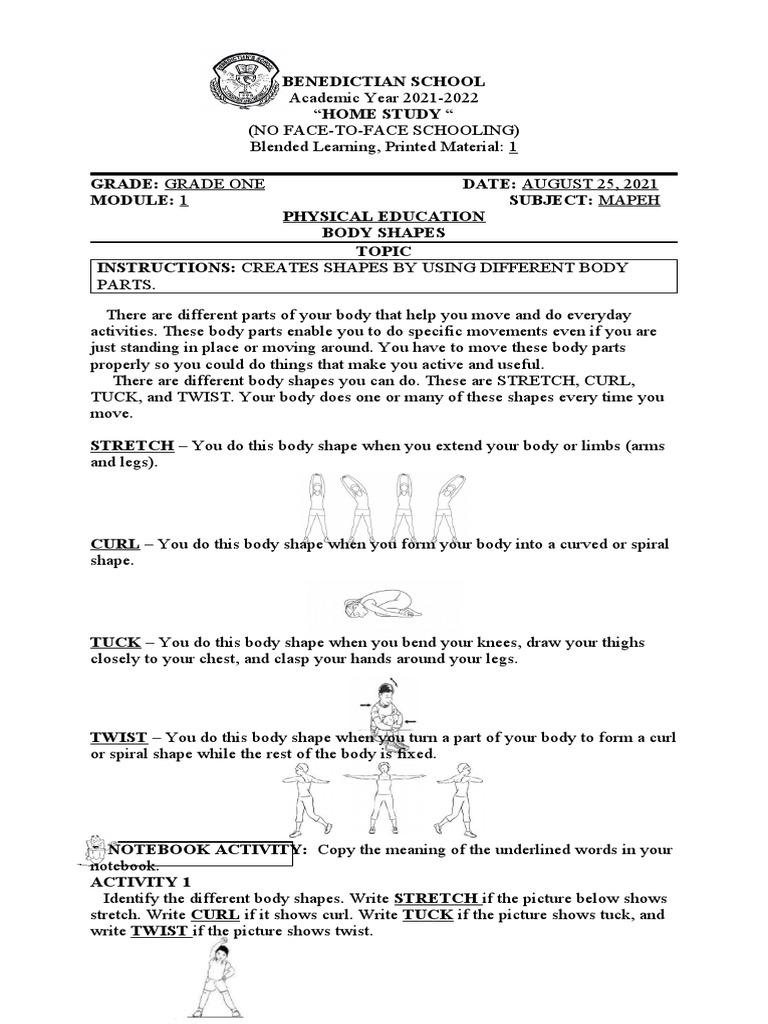 Body Shapes and Movements for Grade 1 | PDF | Career & Growth