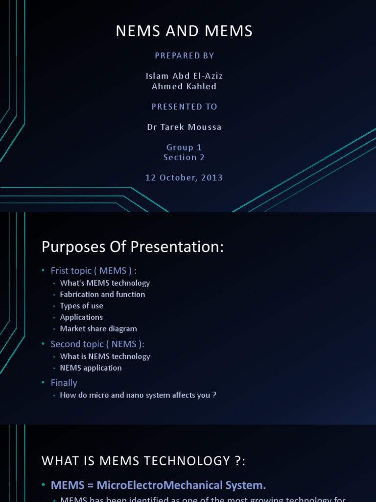 MEMS & NEMS Presentation | PDF | Microelectromechanical Systems | Emerging Technologies