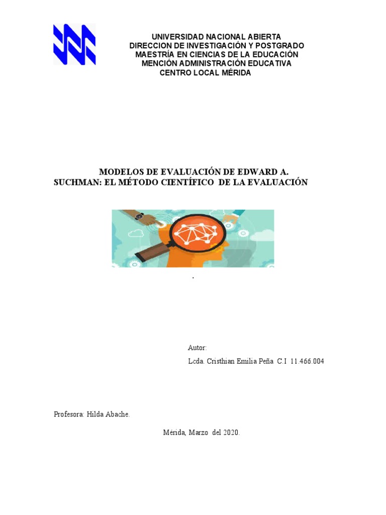 MODELOS DE EVALUACIÓN DE EDWARD A SUCHMAN | PDF | Evaluación | Método ...