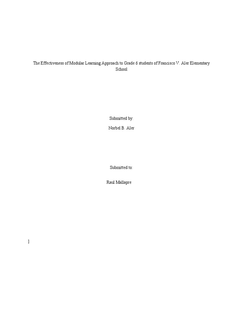 Modular Learning Impact on Grade 6 Students | PDF | Modularity | Curriculum