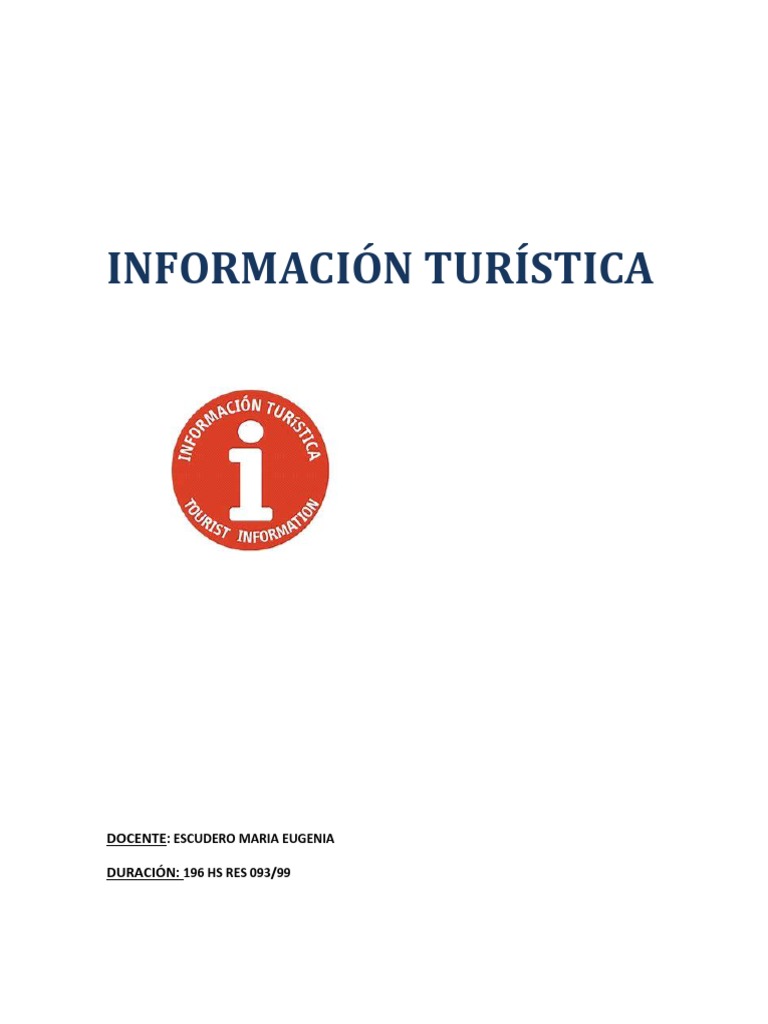 INFORMACION TURISTICA Cuadernillo Kni | PDF | Turismo | Turismo y Ocio