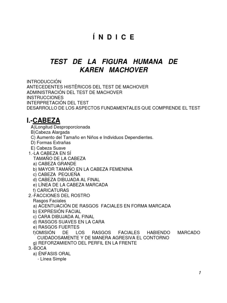 Test de la Figura Humana Machover | PDF | Cara | Masculinidad