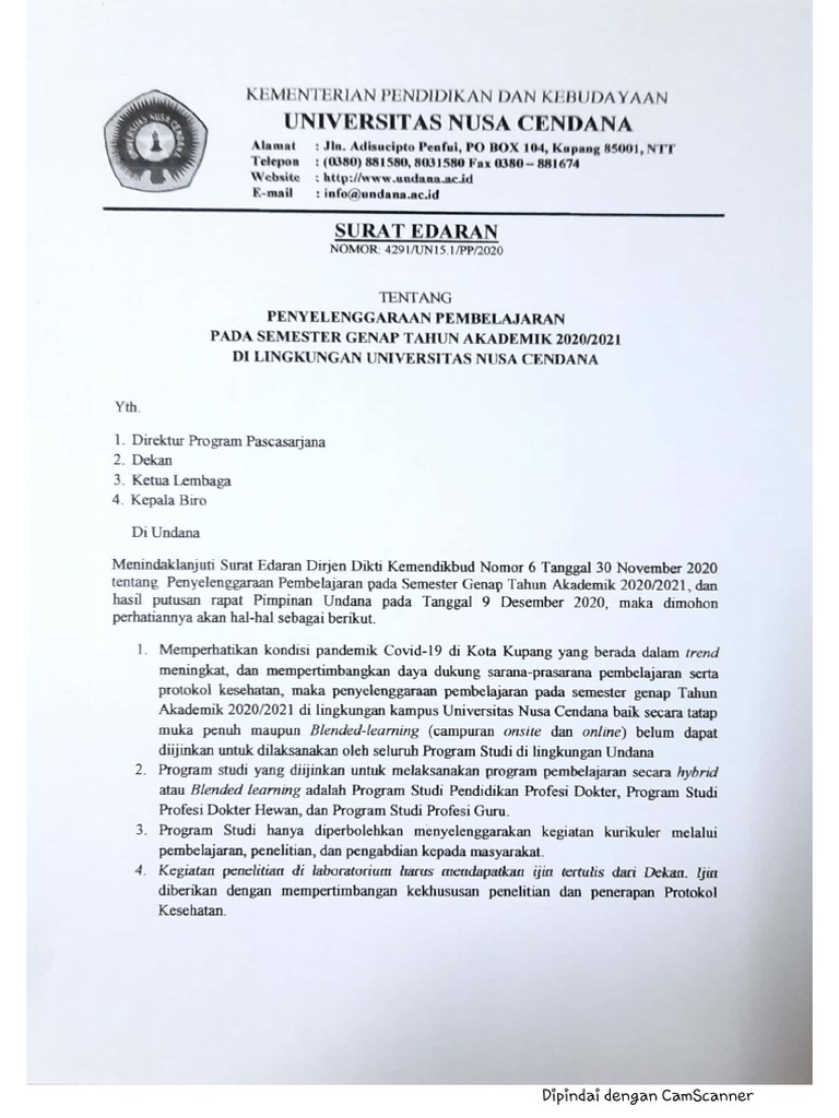 Surat Edaran Rektor | PDF