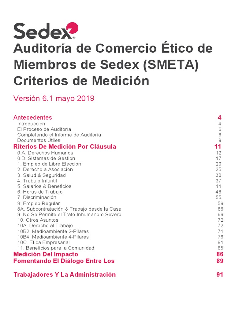 Auditoría SMETA CRITERIOS DE MEDICIÓN | PDF | Auditoría | Contralor