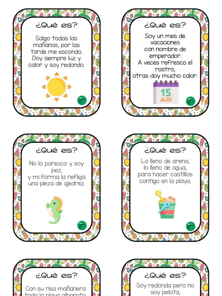 Adivinanzas de Verano | PDF | Poesía