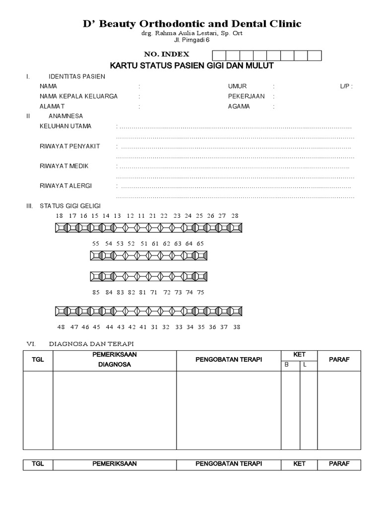 KARTU STATUS PASIEN ORTODONTI DAN GIGI | PDF