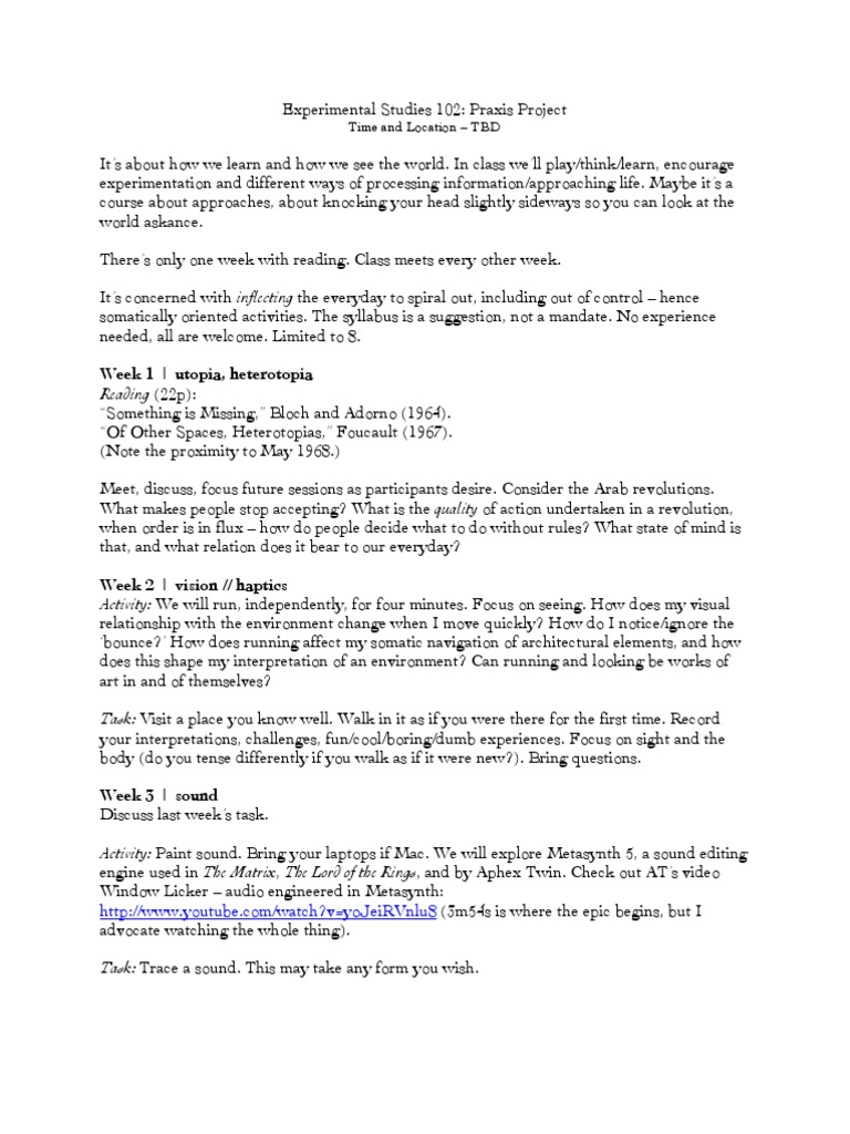 Praxis Project Syllabus | PDF | Cognitive Science | Cognition