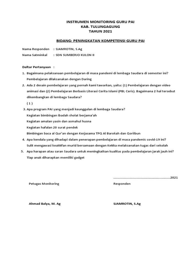 Instrumen Monitoring GPAI | PDF