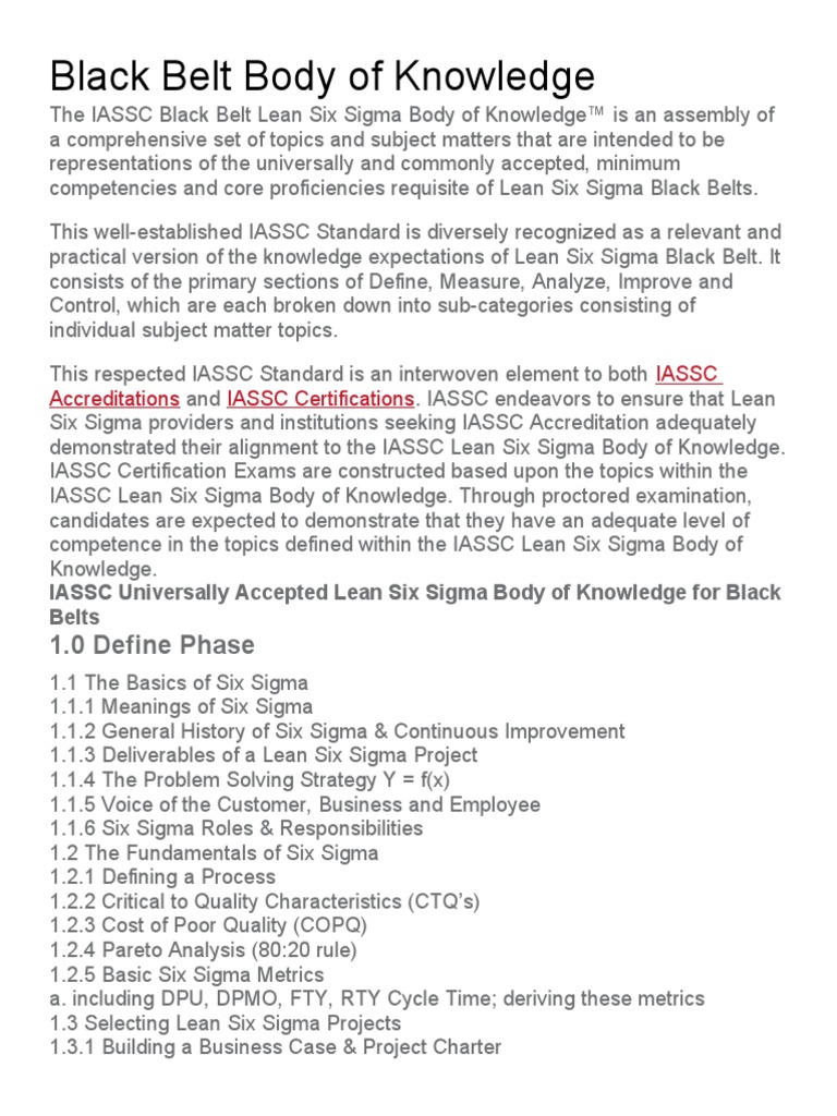 Black Belt Body of Knowledge | PDF | Statistics | Regression Analysis