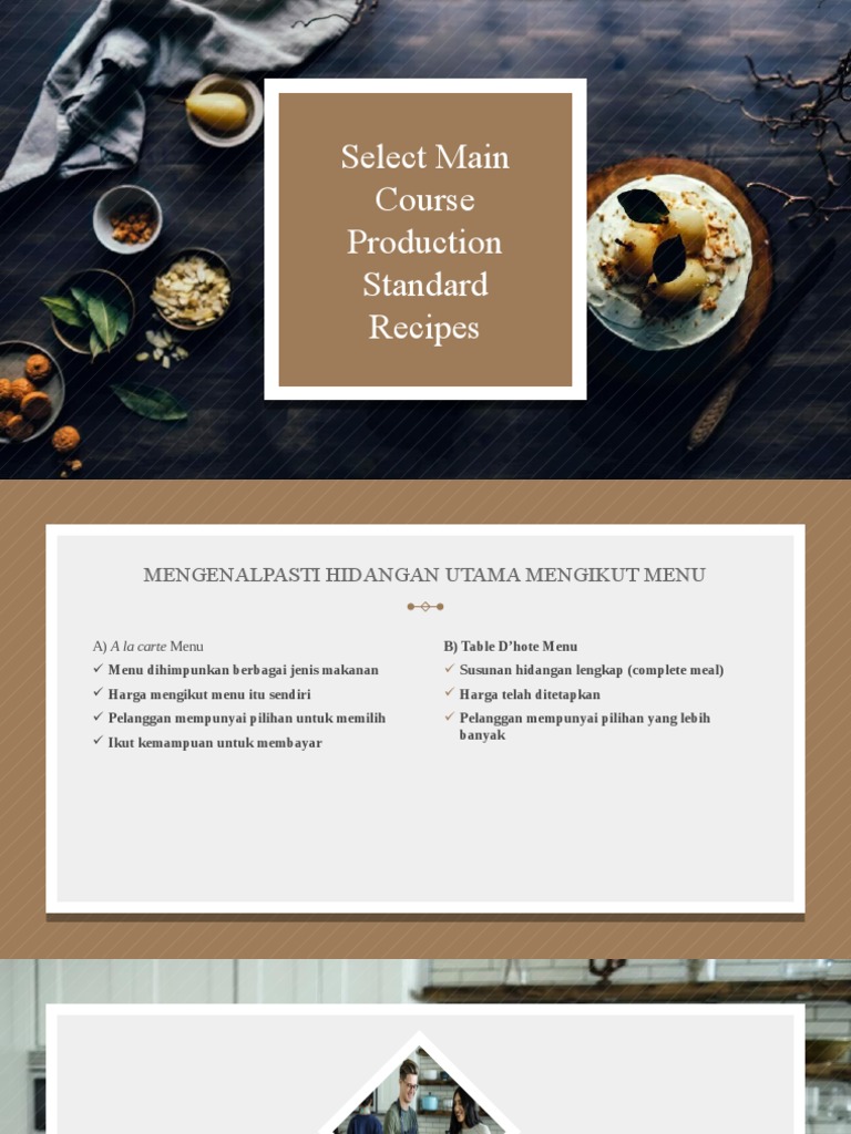 Slide Main Course (Select Main Course Production Standard Recipes) | PDF