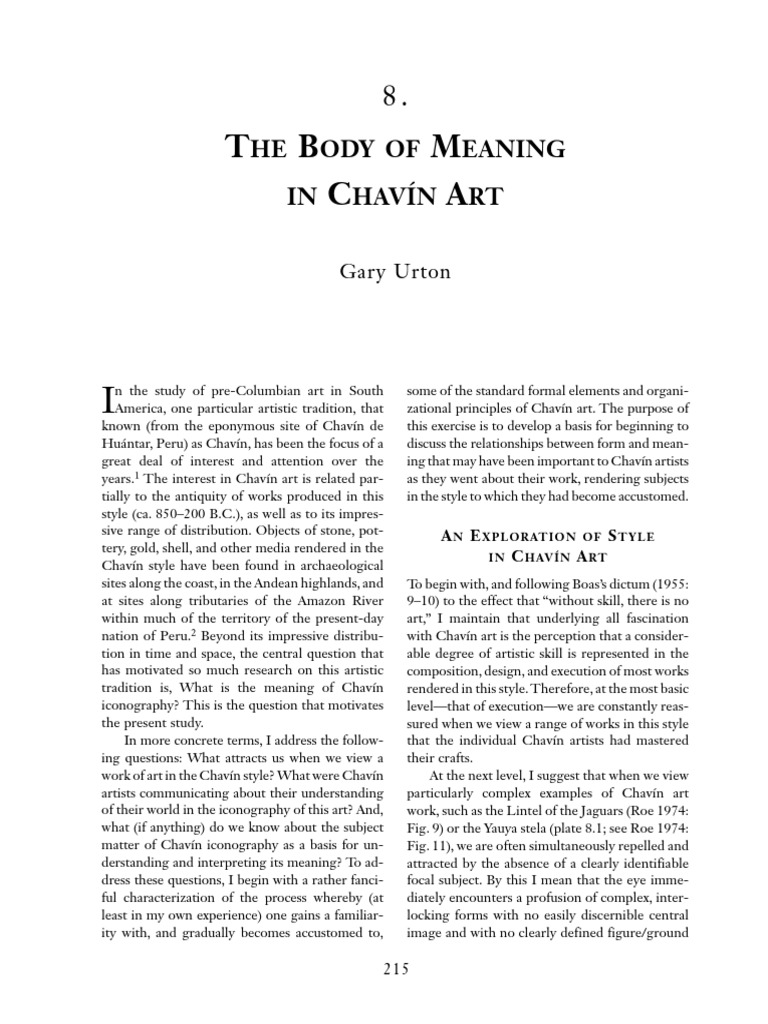 "The Body of Meaning in Chavín Art" - Gary Urton (2008) | PDF ...