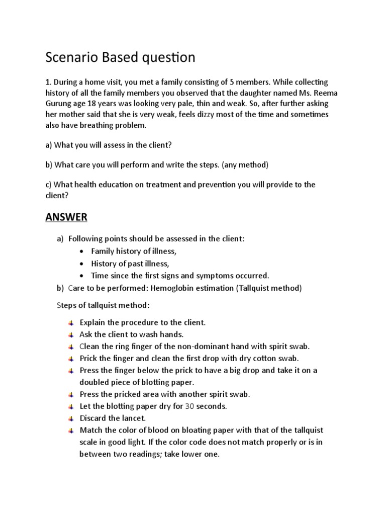 Scenario Based Question: Answer | Download Free PDF | Anemia | Blood