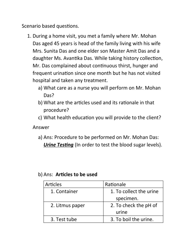 Scenario Based Questions | PDF | Diabetes | Insulin