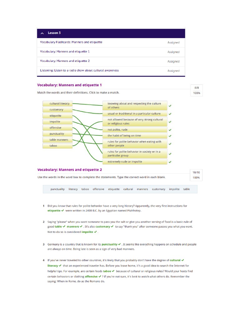Lesson 3 Plataforma My English Lab | PDF