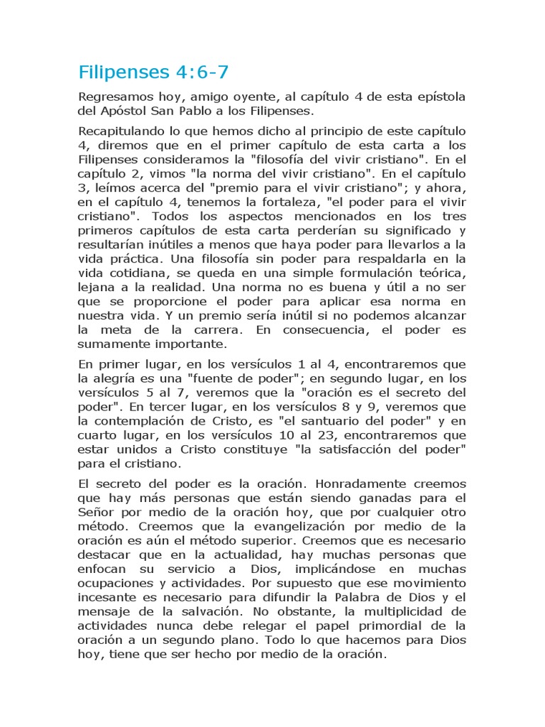 Filipenses 4 | PDF | Oración | Paz