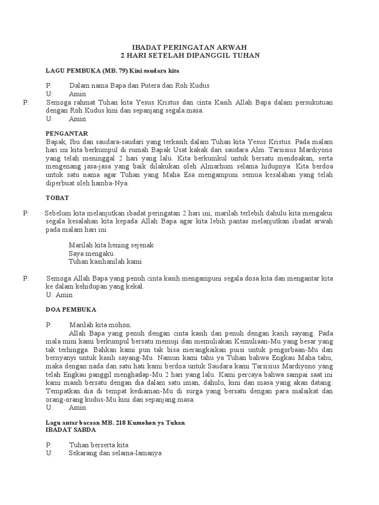 Ibadat Peringatan Arwah | PDF