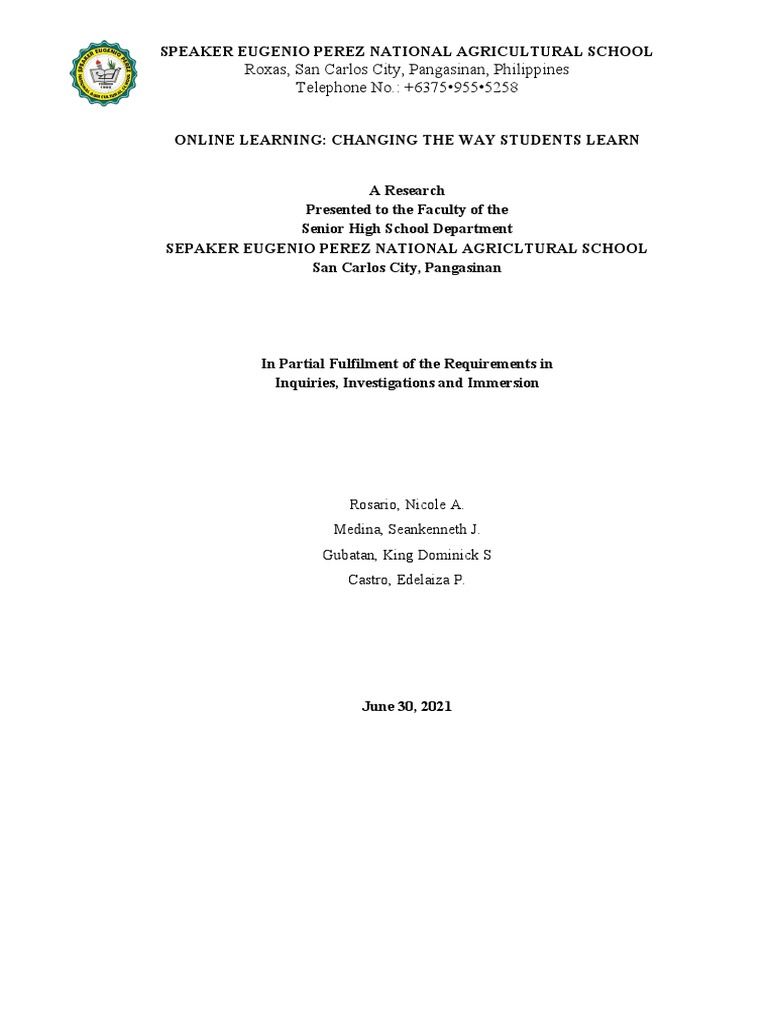 SHS SEPNAS Paper-Formatting-guidelines Pr2 Quantitative Reserach | PDF ...