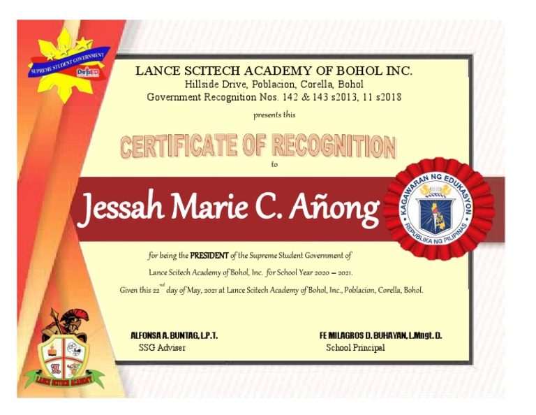 SSG - Certificates For Officers | PDF