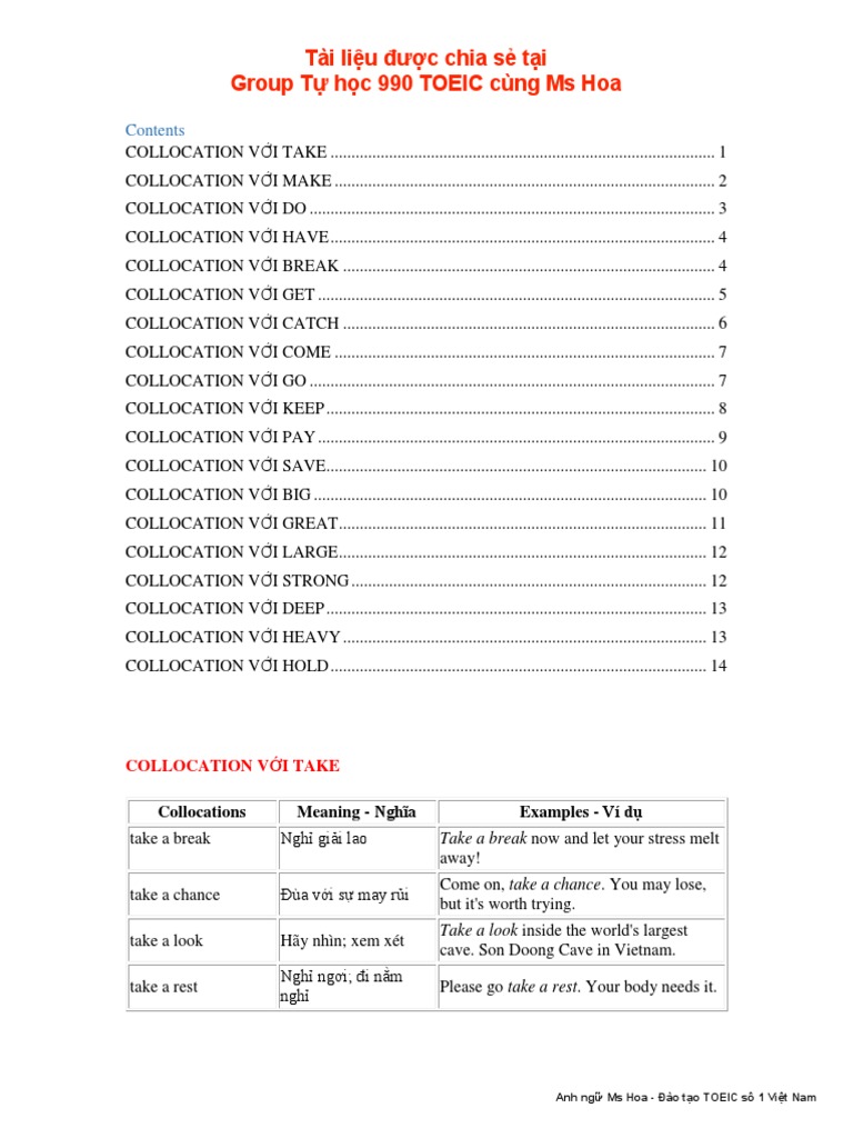 T NG H P Collocation Trong TOEIC | PDF | Vietnam