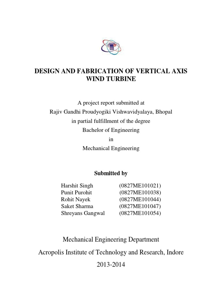 Design and Fabrication of Vertical Axis | PDF | Wind Turbine | Nature