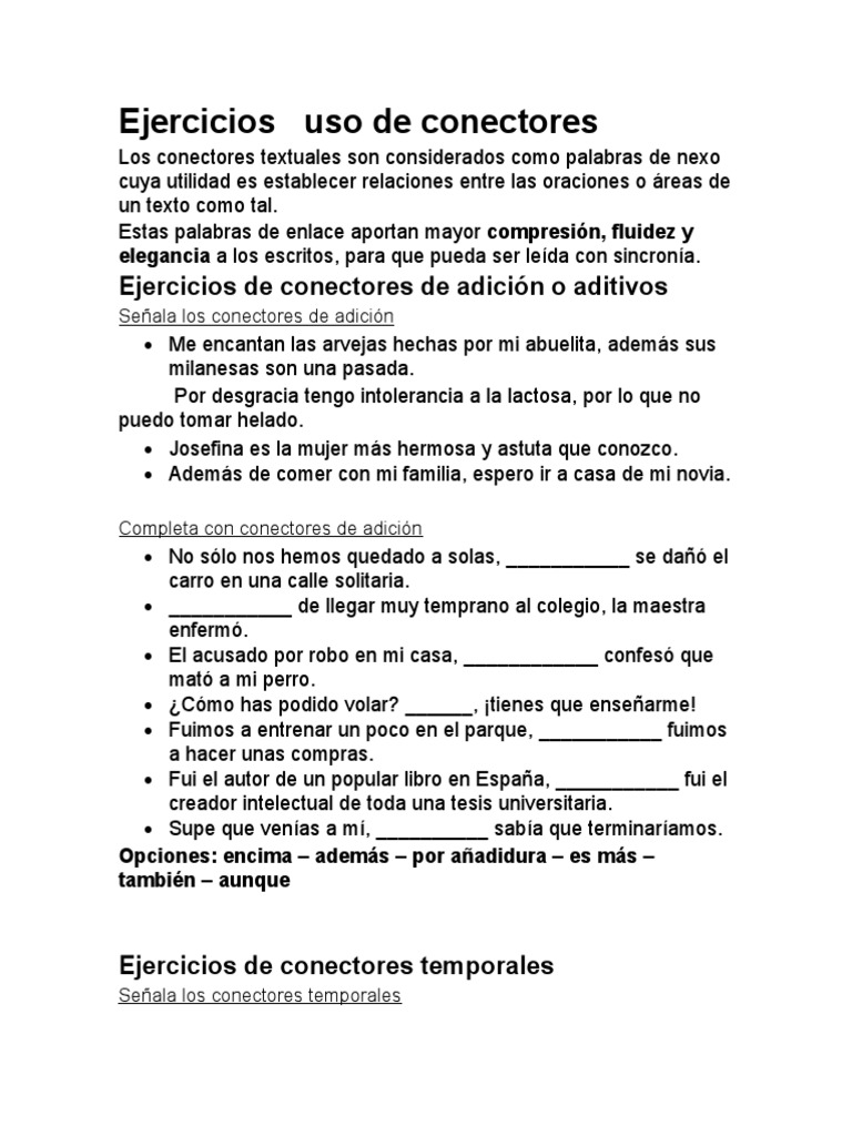 Ejercicios Uso de Conectores | PDF