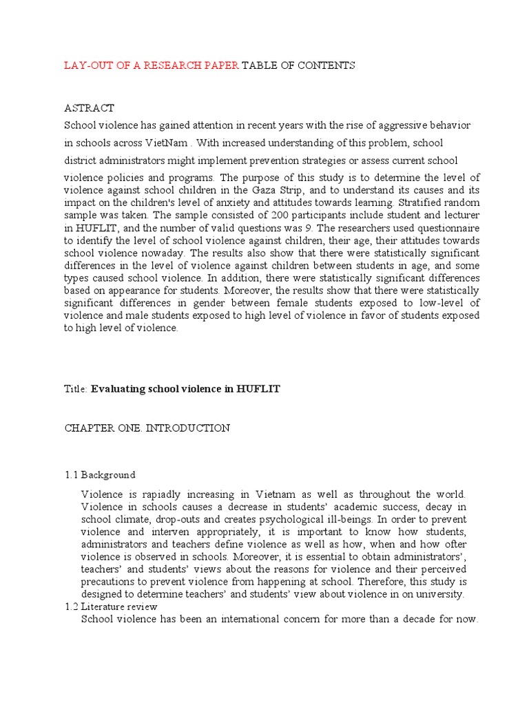 Evaluating School Violence in HUFLIT | PDF | Violence | Survey Methodology