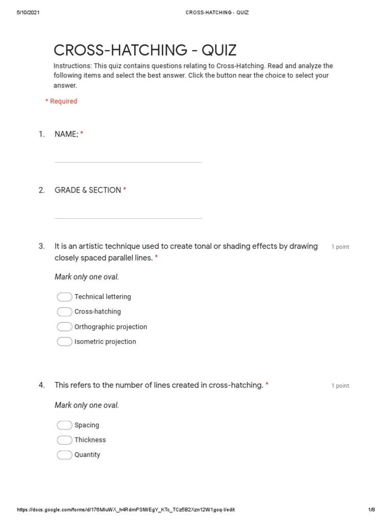 Tle q4 l4 Cross Hatching Google Forms | PDF | Technical Drawing | Drawing