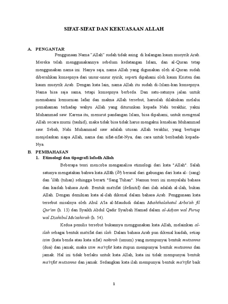 Sifat Dan Kekuasaan Allah | PDF