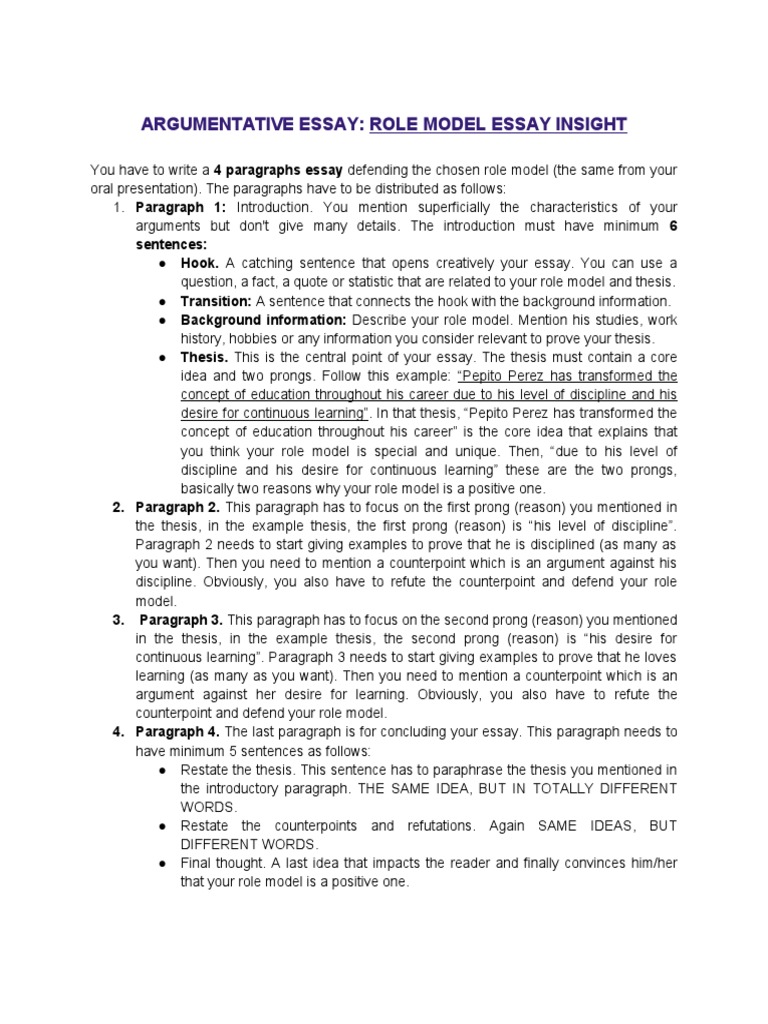 Argumentative Essay - Role Model | PDF | Essays | Thesis