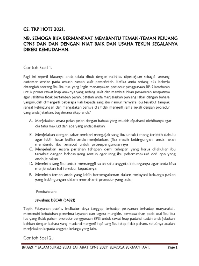 Soal TKP HOTS 2021 | PDF