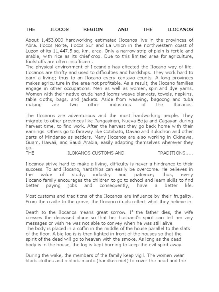 The Ilocos Region and The Ilocanos-Culture and Traditions | PDF