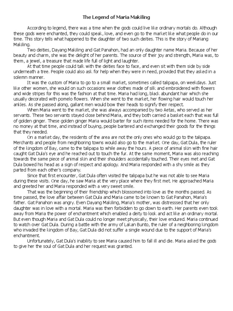 The Legend of Maria Makiling | PDF