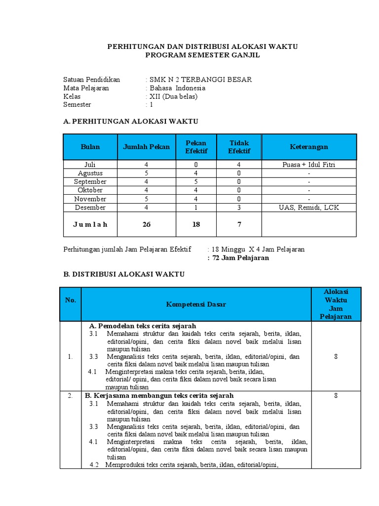 Perhitungan Dan Distribusi Alokasi Waktu | PDF