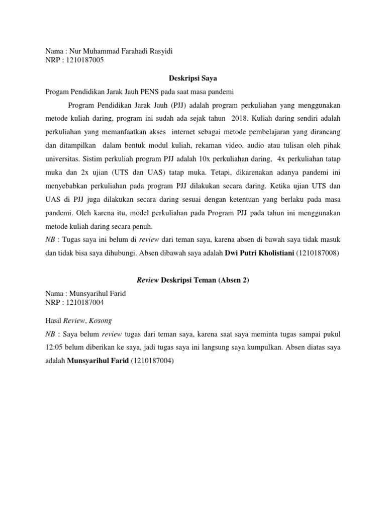 PJJ PENS: Kuliah Daring Penuh Saat Pandemi | PDF | Karier & Perkembangan
