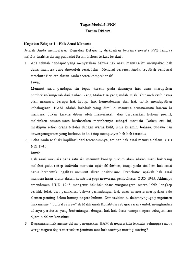 Tugas Forum Diskusi Modul 5 (PKN) | PDF