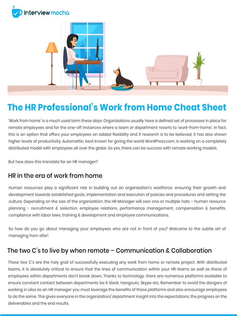 The HR Professional's Work From Home Cheat Sheet | PDF | Telecommuting ...