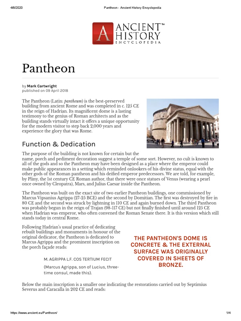 Pantheon - Ancient History Encyclopedia | PDF | Ancient Rome | Building Materials