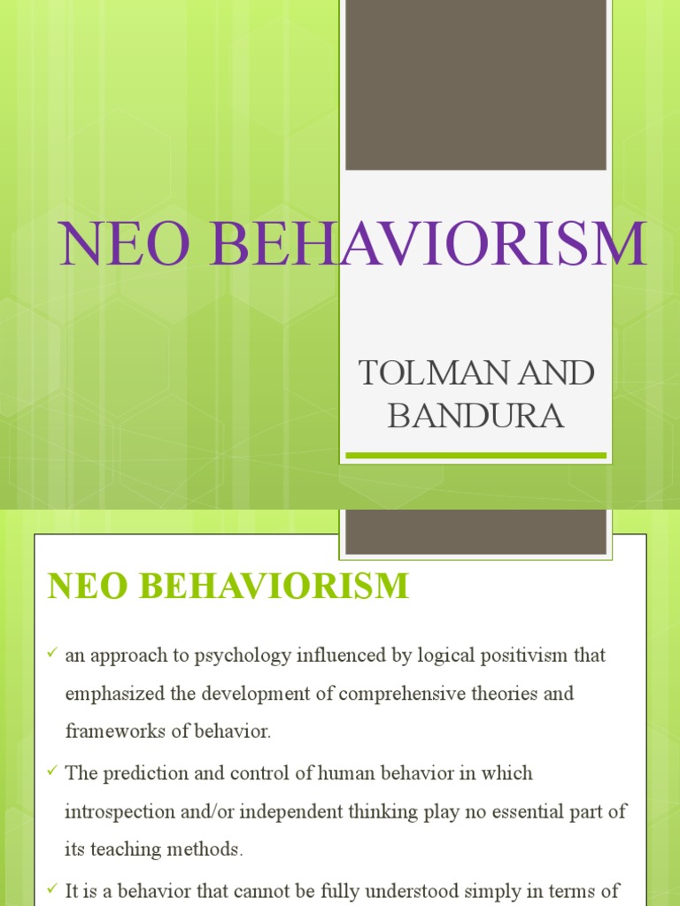 Neo Behaviorism: Tolman and Bandura | PDF | Reinforcement | Behaviorism