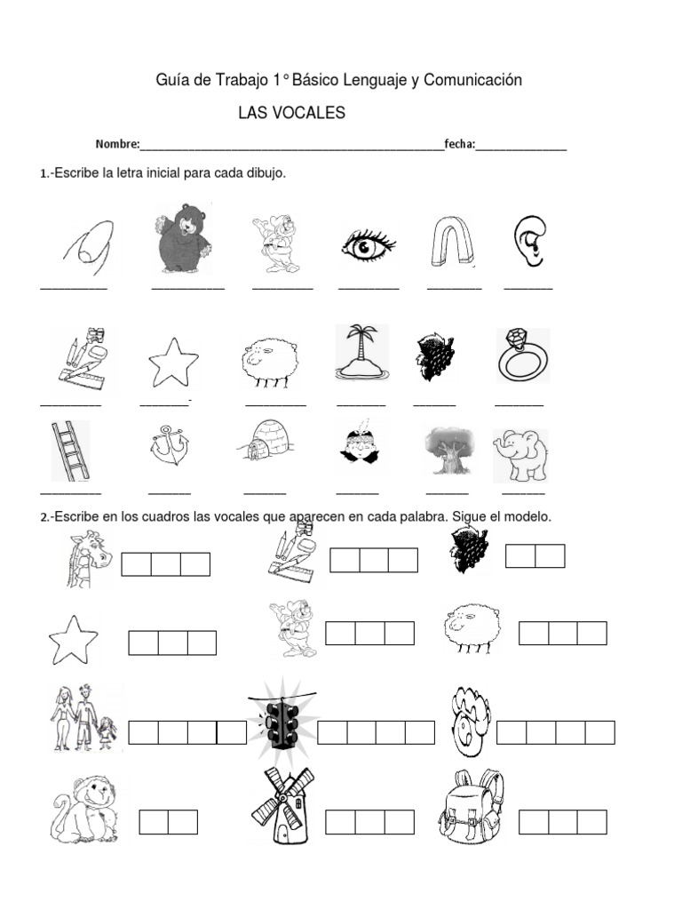 Hoja De Trabajo Del Equipo De Vocales Hojas De Trabajo De Las Vocales