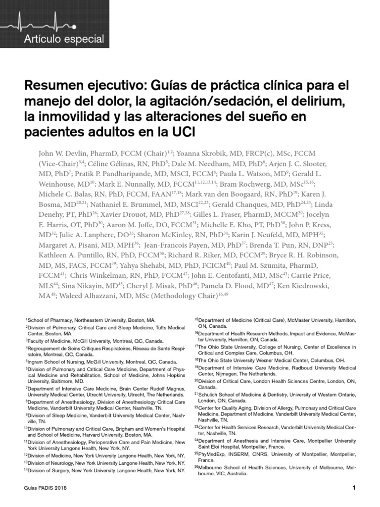 Guías PADIS 2018: Manejo en UCI | PDF | Intensive Care Medicine | Medicine