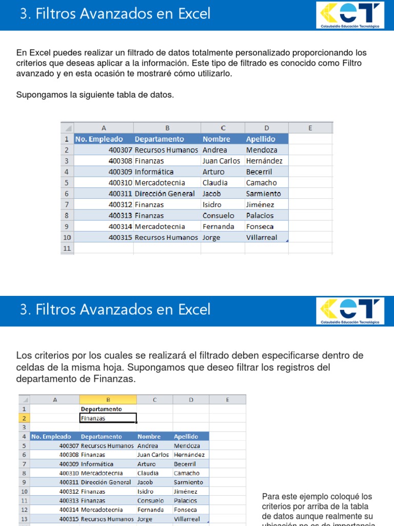 Filtros Avanzados en Excel | PDF | Microsoft Excel | Información