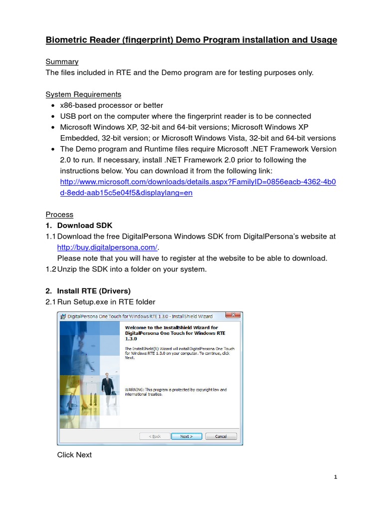 Fingerprint Reader Demo Installation Guide | PDF | 64 Bit Computing ...