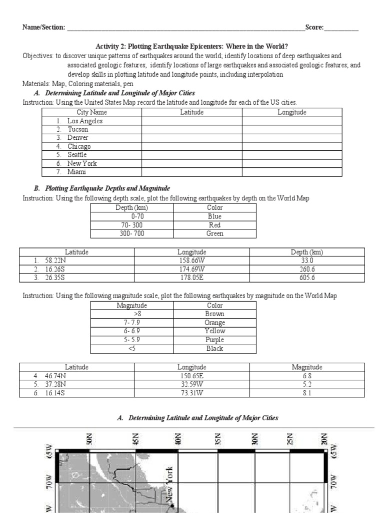 Activity Earthquake Plotting | PDF | Earthquakes | Color