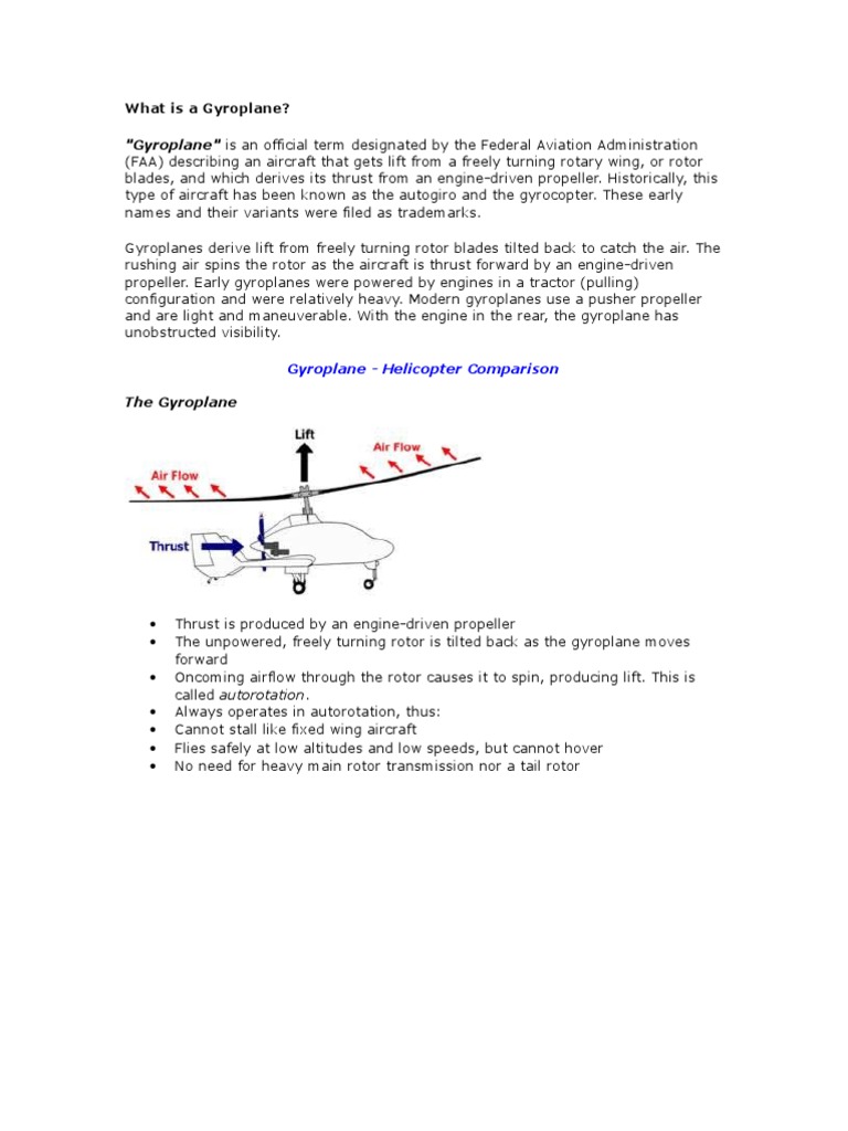 Gyro Plane | PDF | Helicopter Rotor | Helicopter